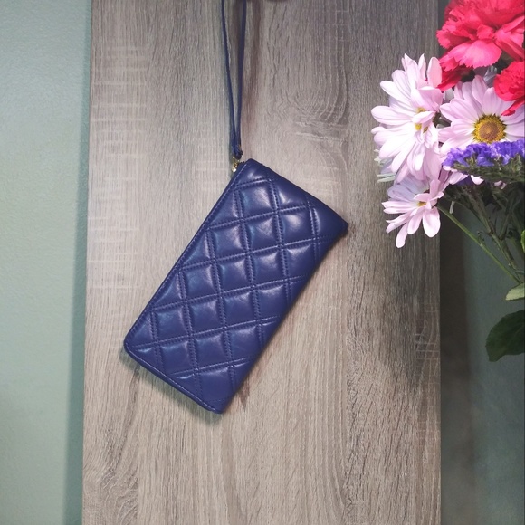 Joy Iman | Bags | Nwot Joy Iman Royal Blue Quilted Wristlet Wallet ...